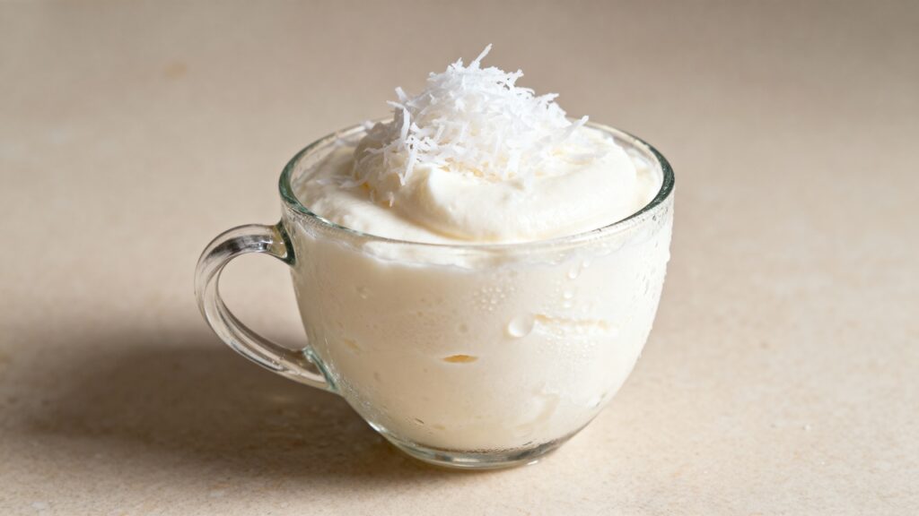 Essa mousse de coco sem gelatina fica cremosa e pronta com poucos ...