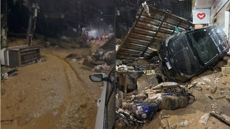 Deslizamento de terra atinge a Rocinha e arrasta carro e moto durante ...